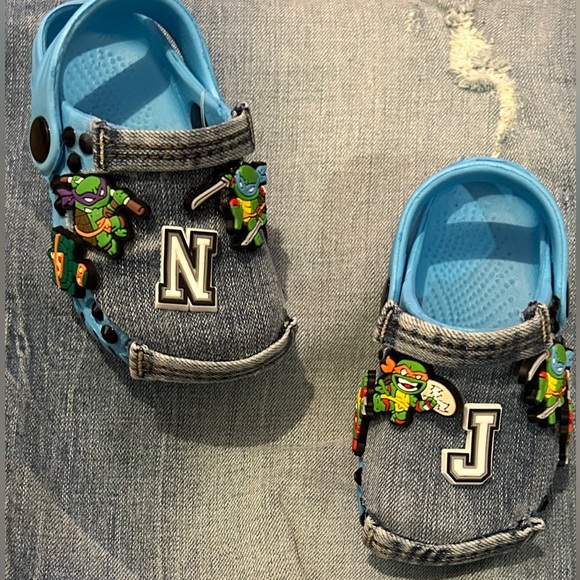 Shoes | Vintage Boys Clogs Custom Made Distressed Jeans Ninja Croc ...